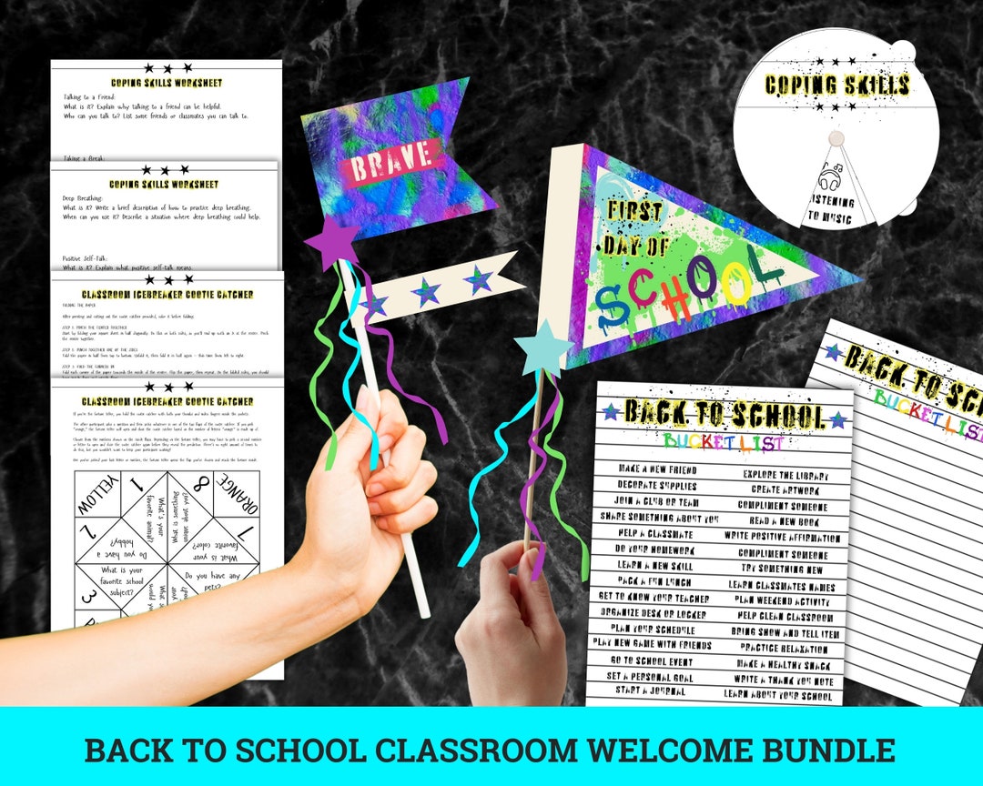 Back to School Pennant Flag Bundle, Spinner Wheel Craft, DIY Kids Craft ...