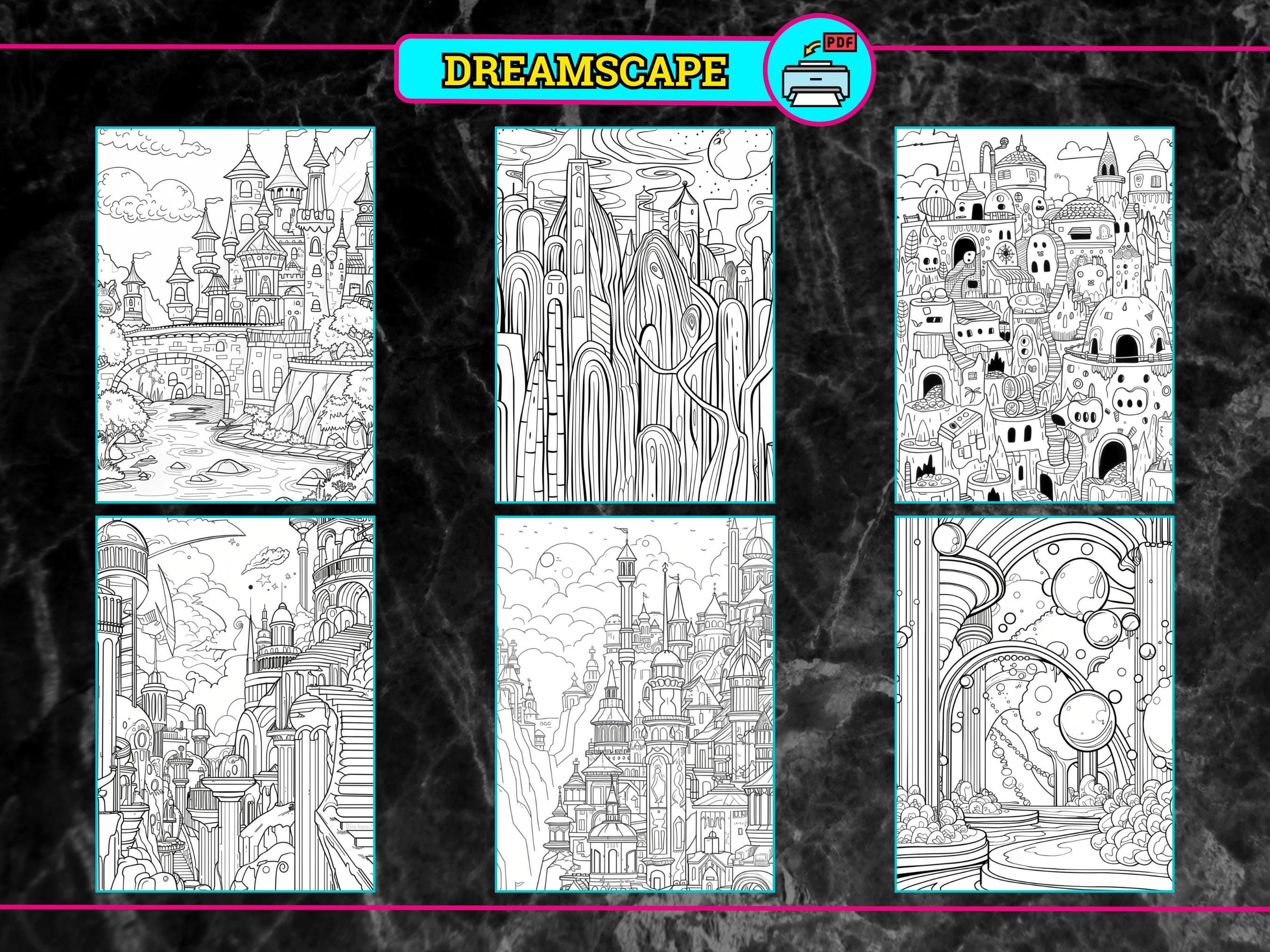 Dreamscape Coloring Pages for Adults | Fantasy Coloring Sheets ...