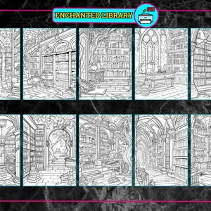 Enchanted Library Coloring Pages – Magical Bookshelves, Hidden Corners ...