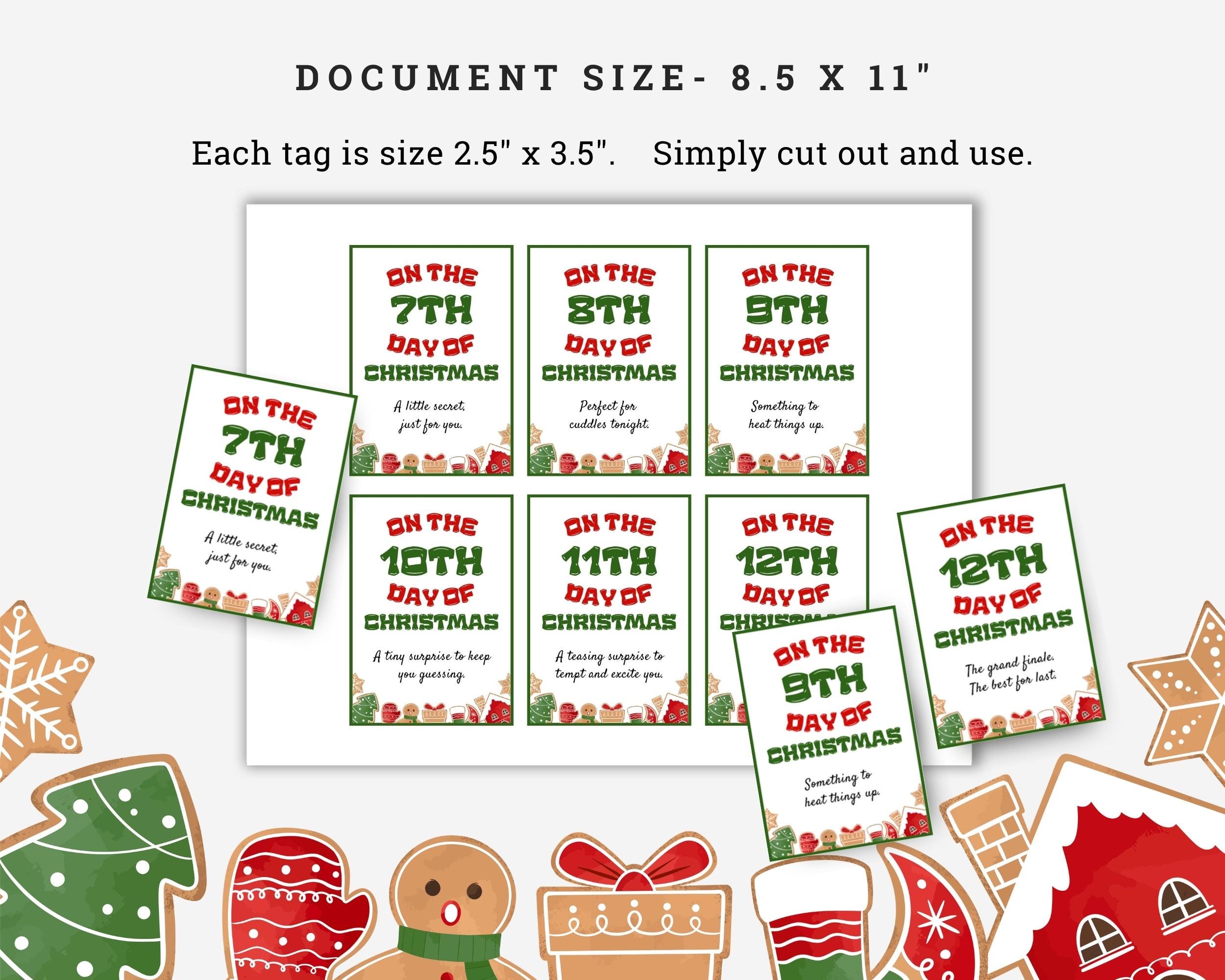 12 Days of Christmas Couples Gift Tags Printable | Romantic Countdown ...