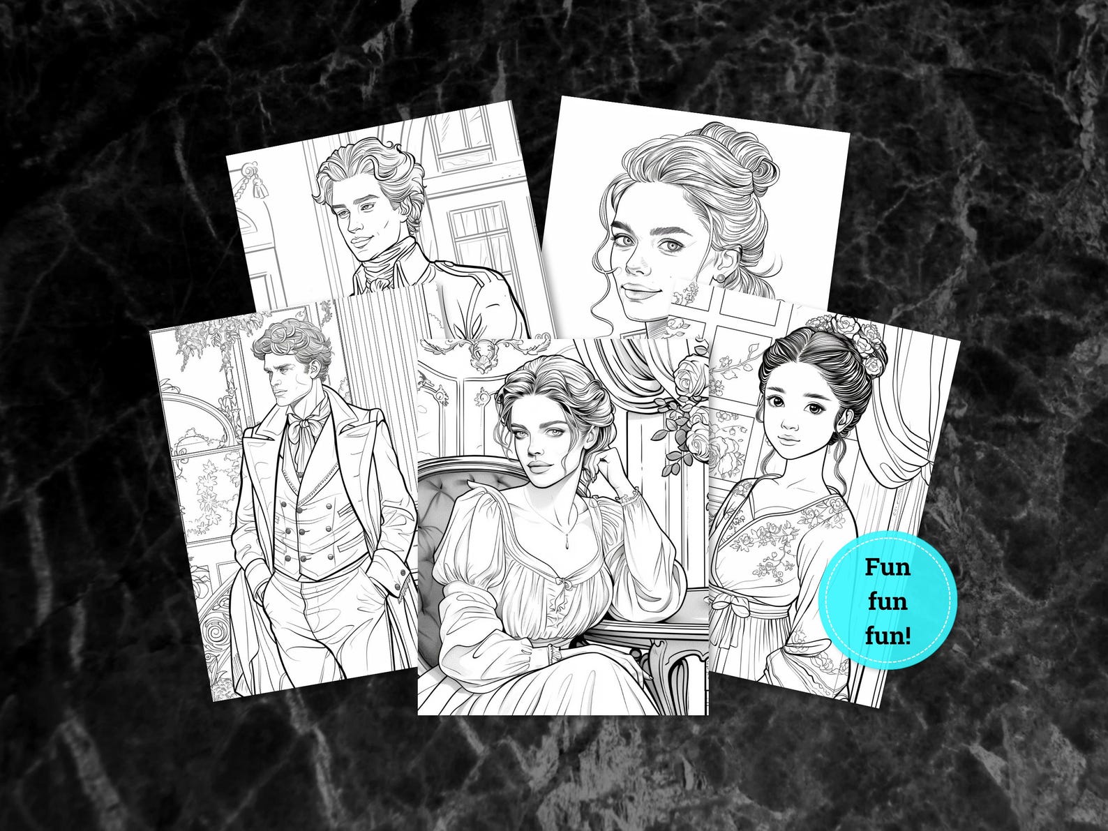 Printable Regency Coloring Pages | Period Fashion, Figures & Scenes ...