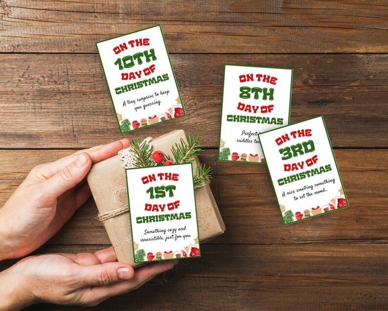 12 Days of Christmas Couples Gift Tags Printable | Romantic Countdown ...