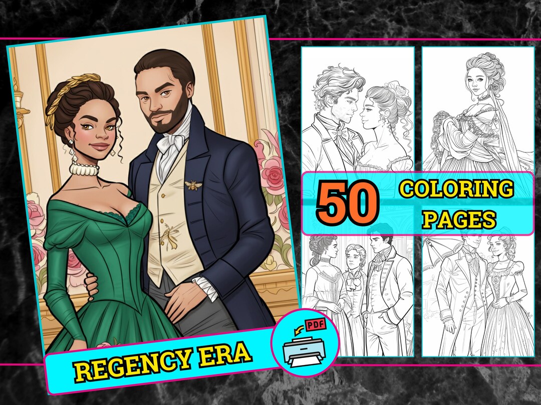 Historical Regency Coloring Pages | Elegant Outfits & Characters ...