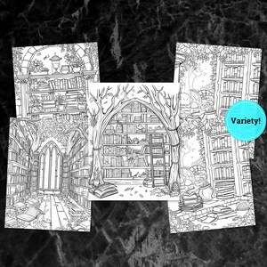 Enchanted Library Coloring Pages, Fantasy Coloring Pages, Adult ...