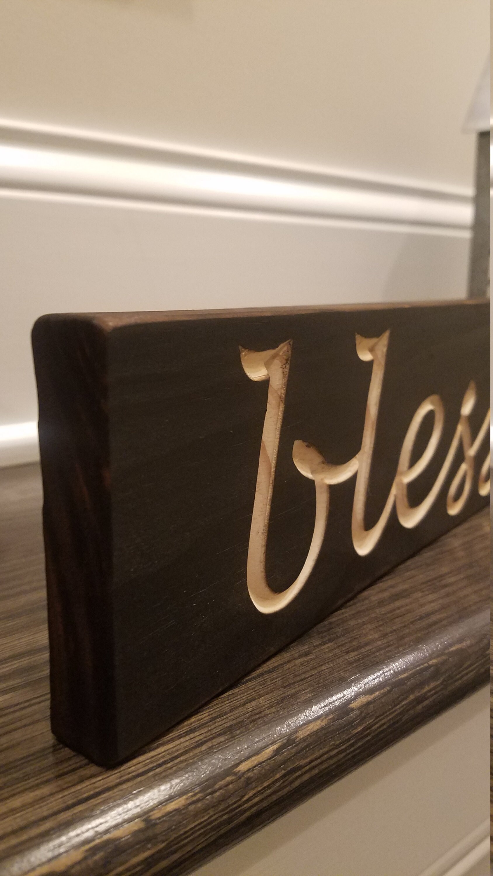 Custom Made, Charred, Engraved Wooden Sign. Blessed - Etsy
