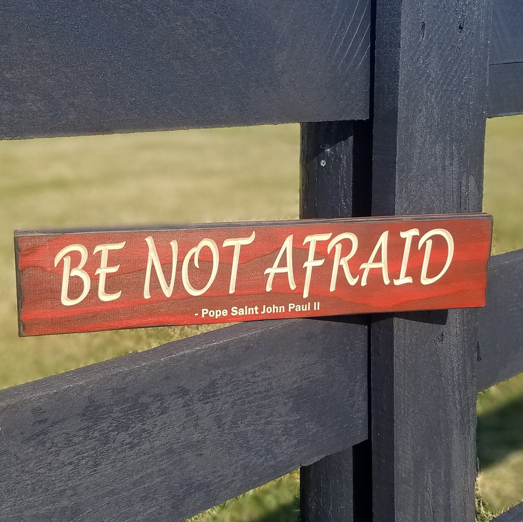 Custom Made, Charred, Engraved Wooden Sign. BE NOT AFRAID - Etsy