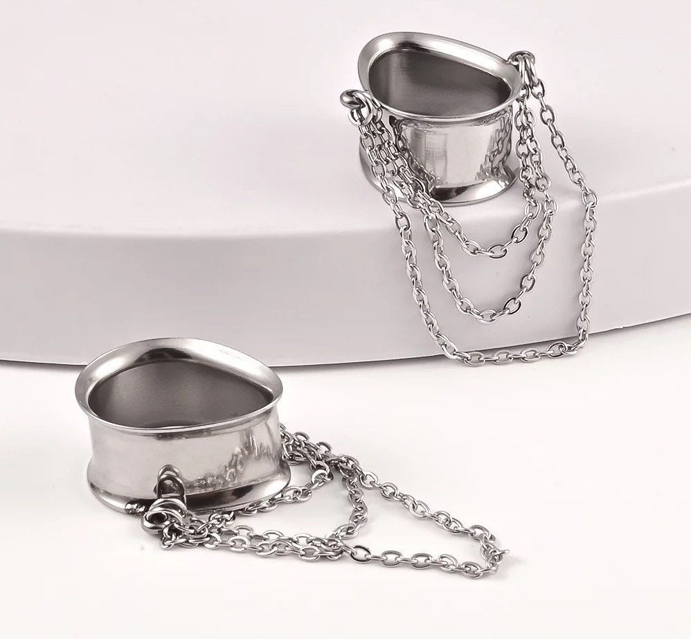 Teardrop Triple Chain Eyelets / Saddle Tunnels Earlets | Etsy