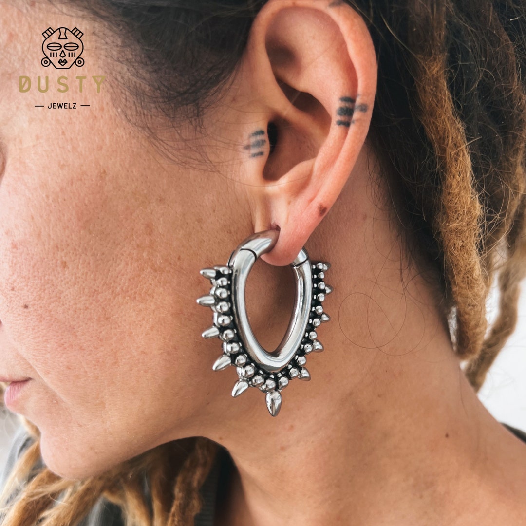 Spike Teardrop Hoop Ear Weights Hoops Earweights - Etsy