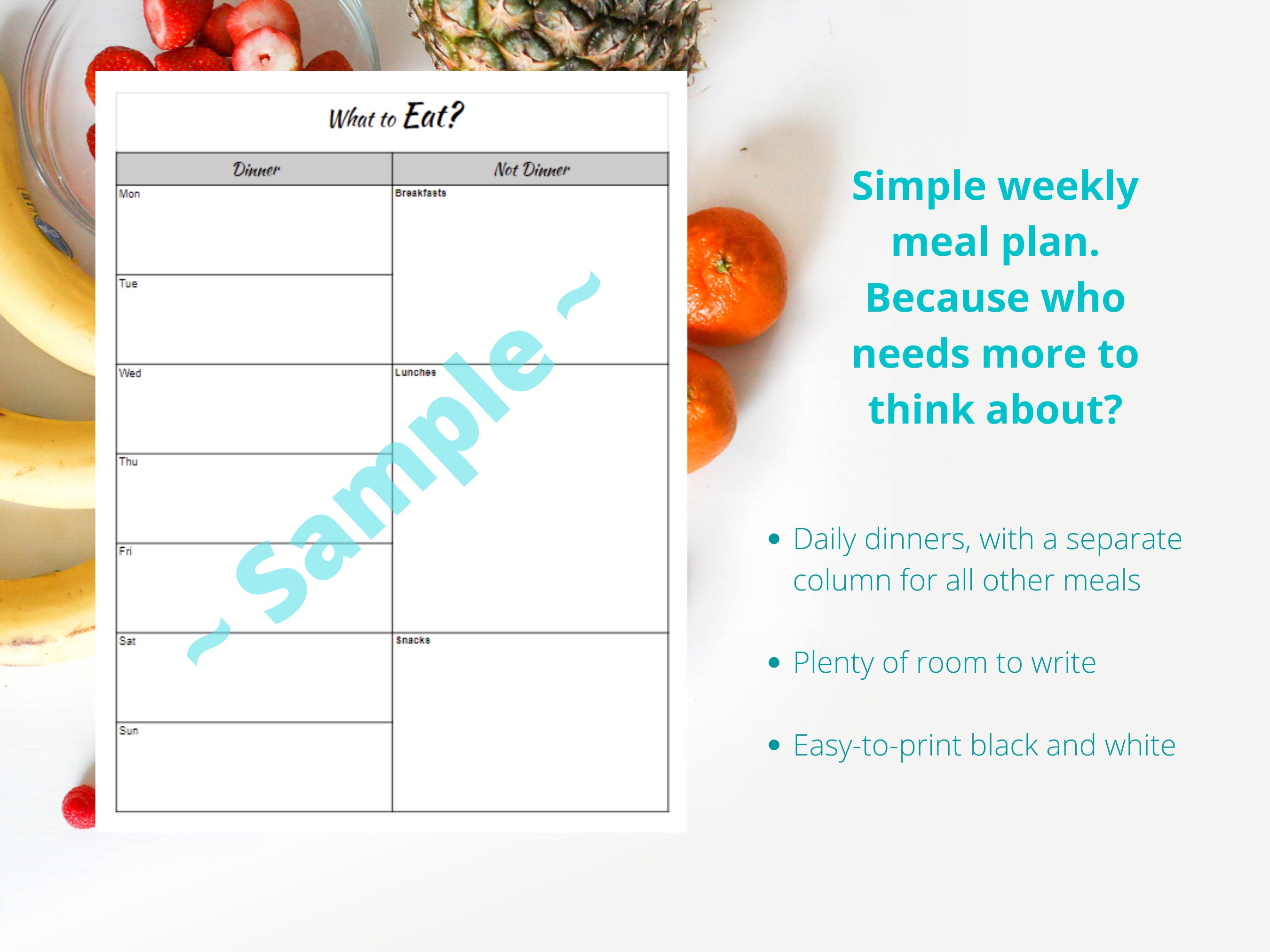 Weekly Meal Plan, Meal Planner Printable, Printable Planner, Weekly ...