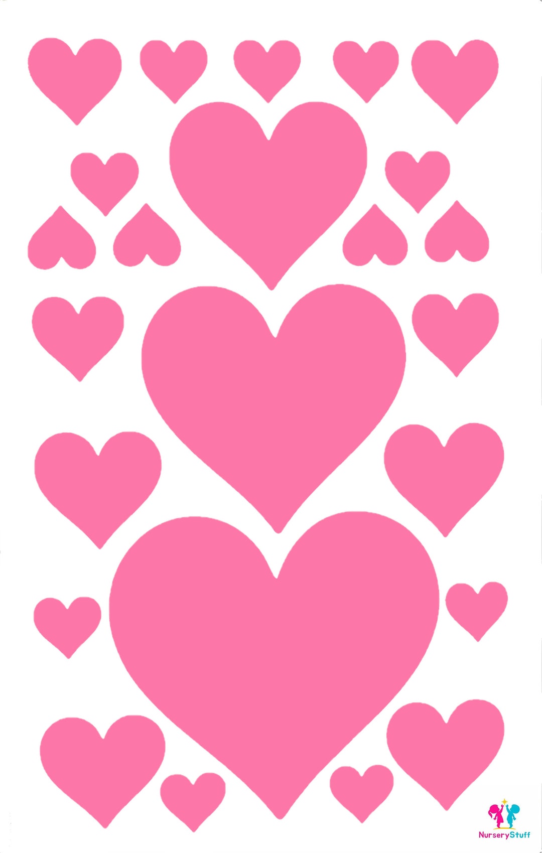 Set of 48 Various Size Heart Wall Stickers, Nursery Kids Room Decor ...