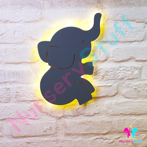 Nursery Elephant Wall Light Wooden Wall Light Kids Room | Etsy