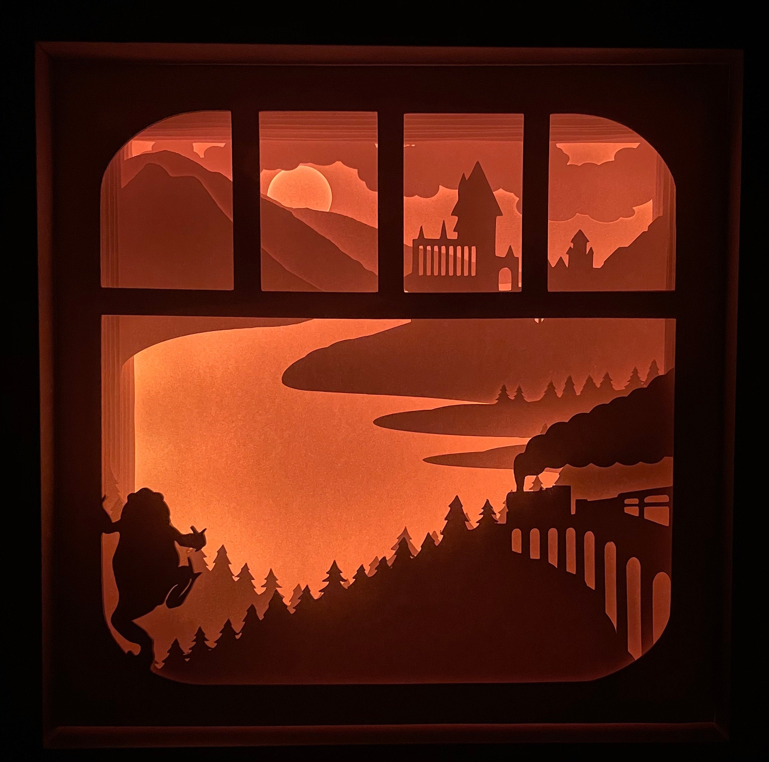 View From the Magic School Train Papercut Lightbox - Etsy