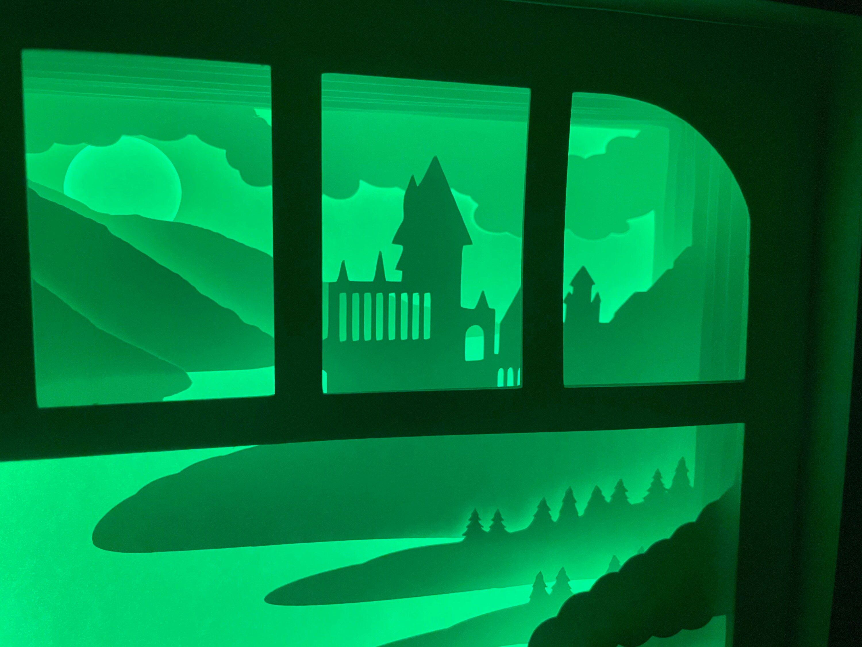 View From the Magic School Train Papercut Lightbox - Etsy