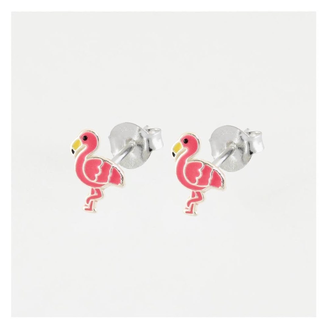 Flamingo Studs. Sterling Silver Flamingo Ear Studs. - Etsy