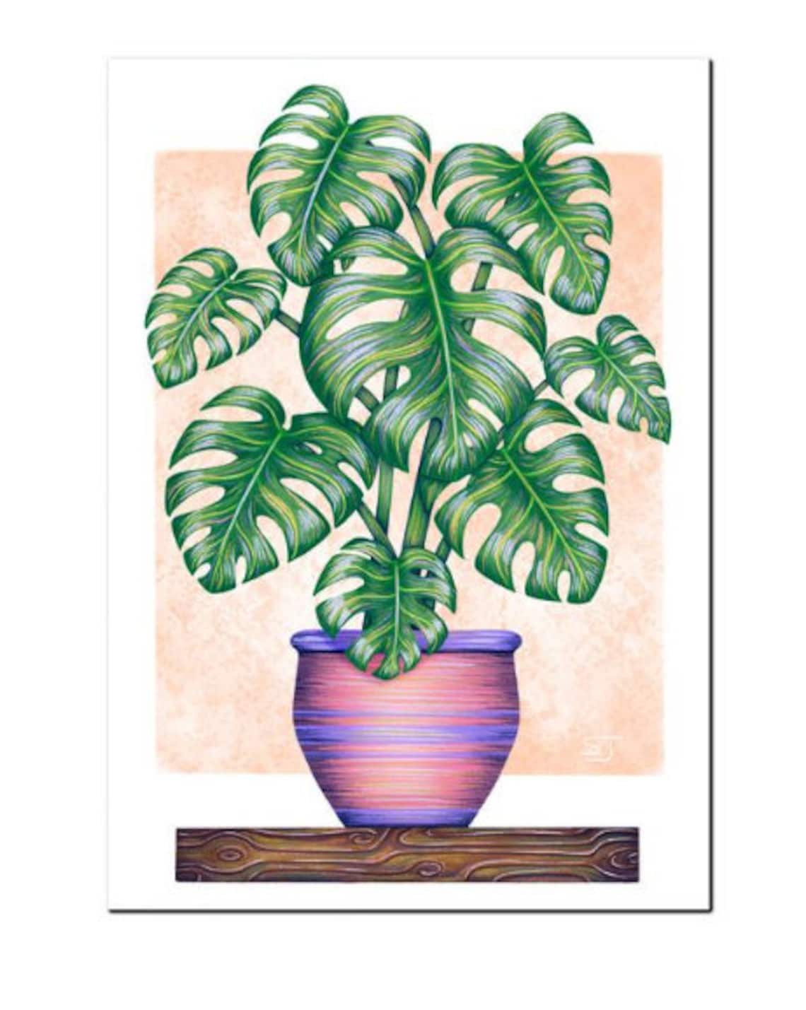 Monstera Deliciosa Art Print Monstera Plant Painting Swiss | Etsy