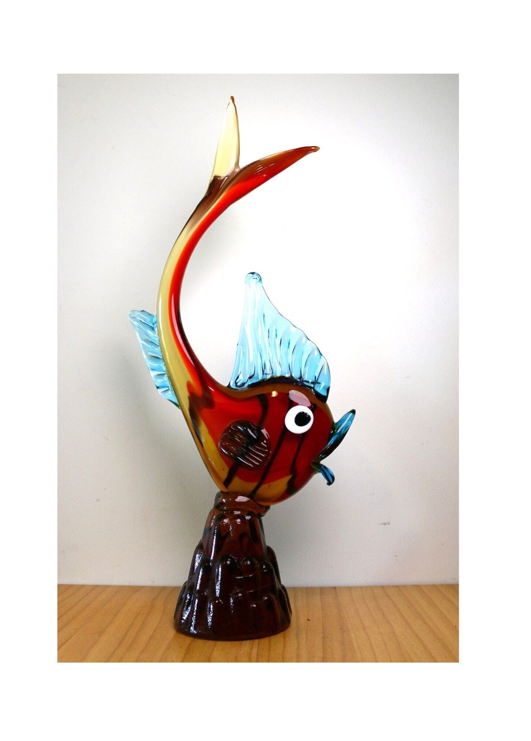 Murano Art Glass Fish Sculpture Hand Blown Vinatge Decor 48cm - Etsy
