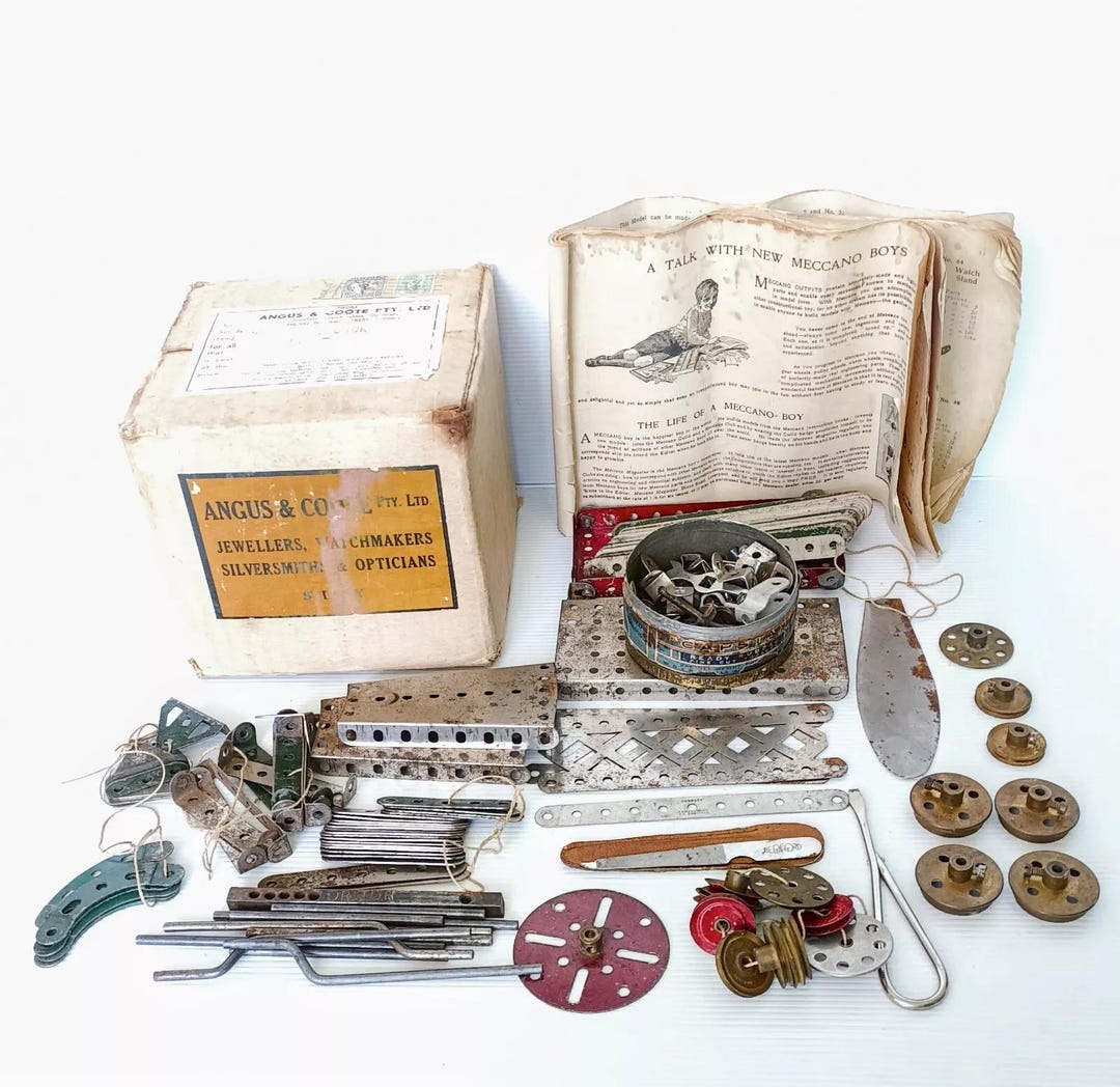 Antique 1920s Meccano Construction Set Vintage Engineering Toys Rare ...