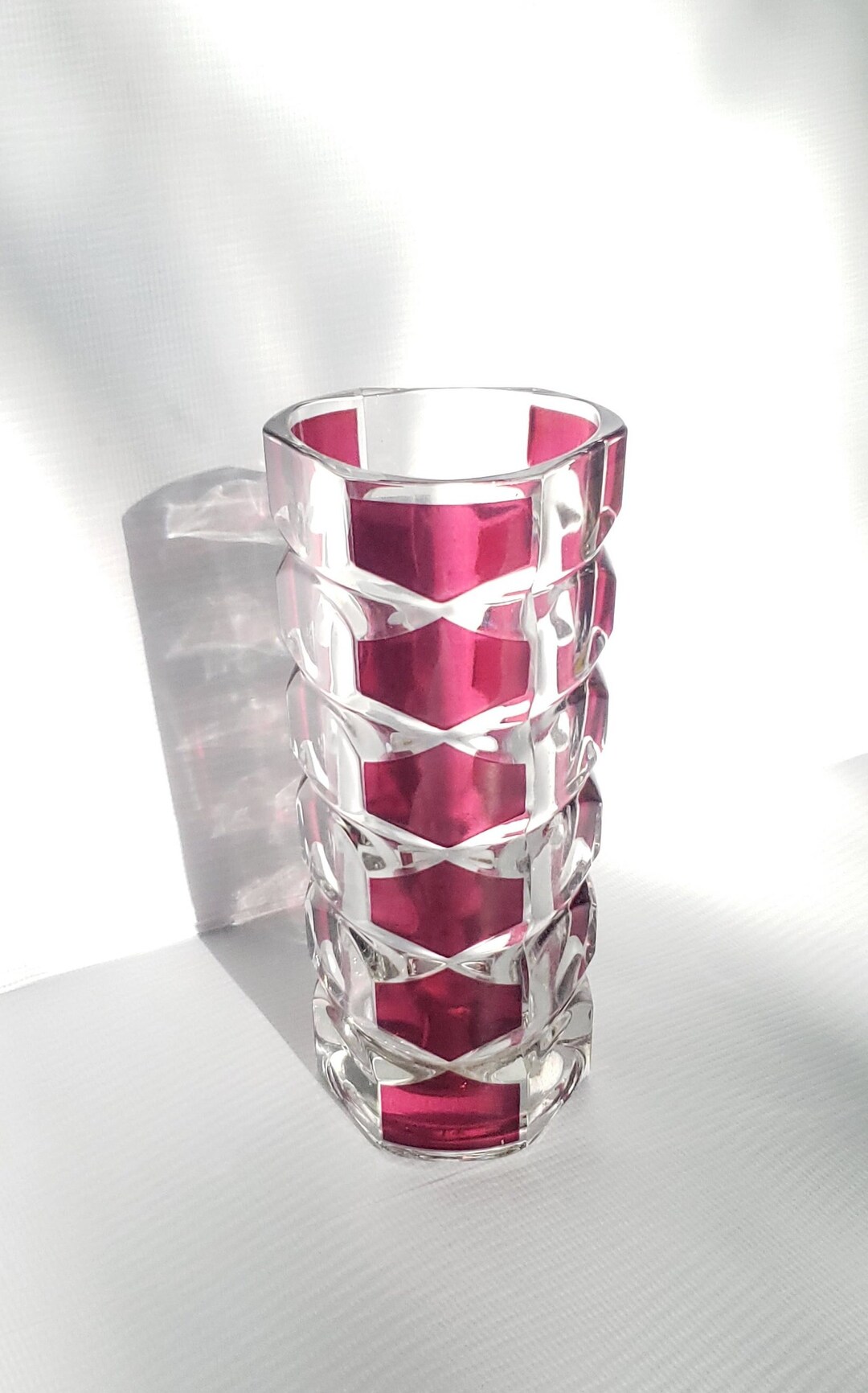 Modernist Glass French Luminarc Flower Vase 24cm Purple Mid Century ...