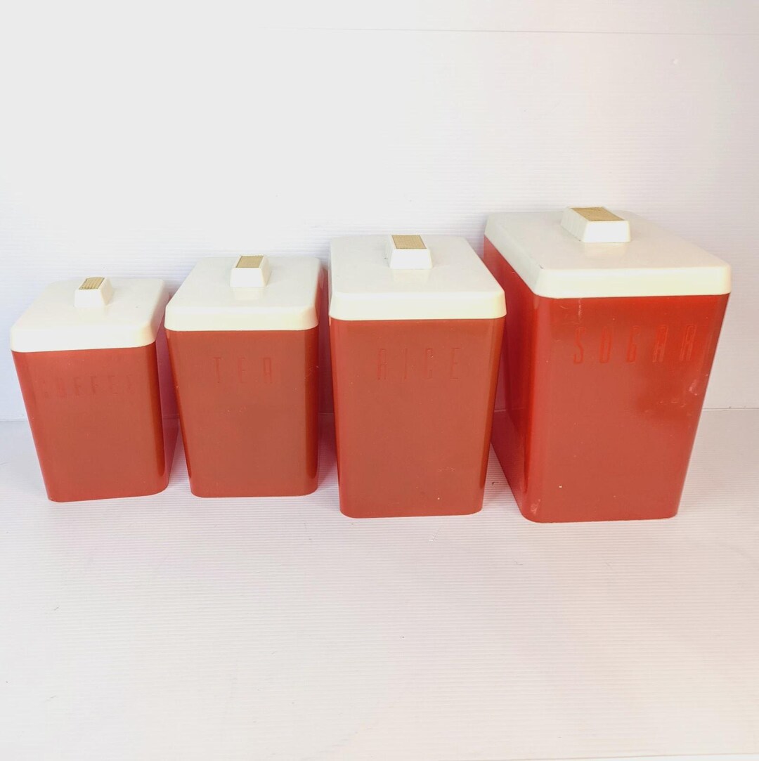 Plastic Kitchen Canister Set Mid Century Retro Storage Containers ...
