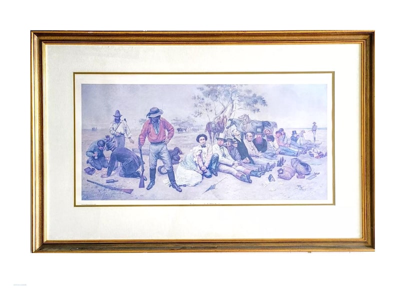 Colonial Melbourne Print: Bushrangers on St Kilda Road, Gilt Frame ...