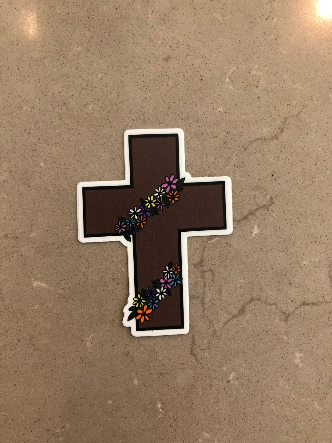 Floral Cross Sticker - Etsy