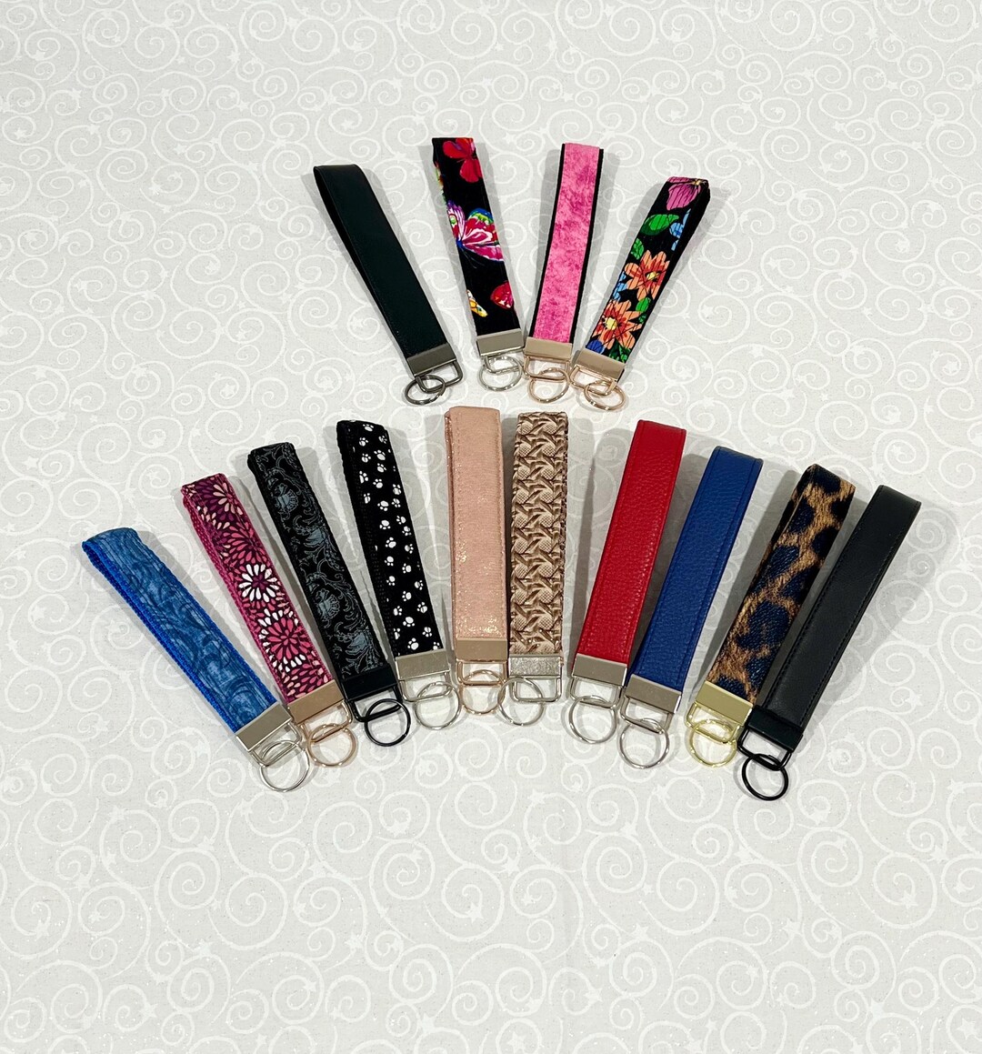 Handmade Key Fob Keychains, Faux Leather Key Fobs, Fabric Key Fobs, Key ...