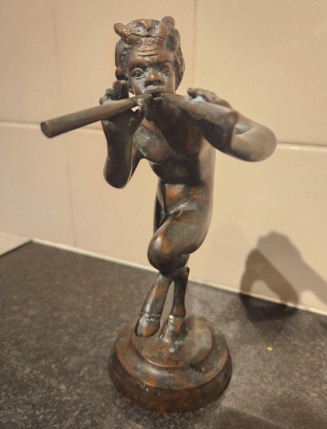 Antique Bronze Pan Satyr Faun Flute Playing Sculpture - Etsy UK