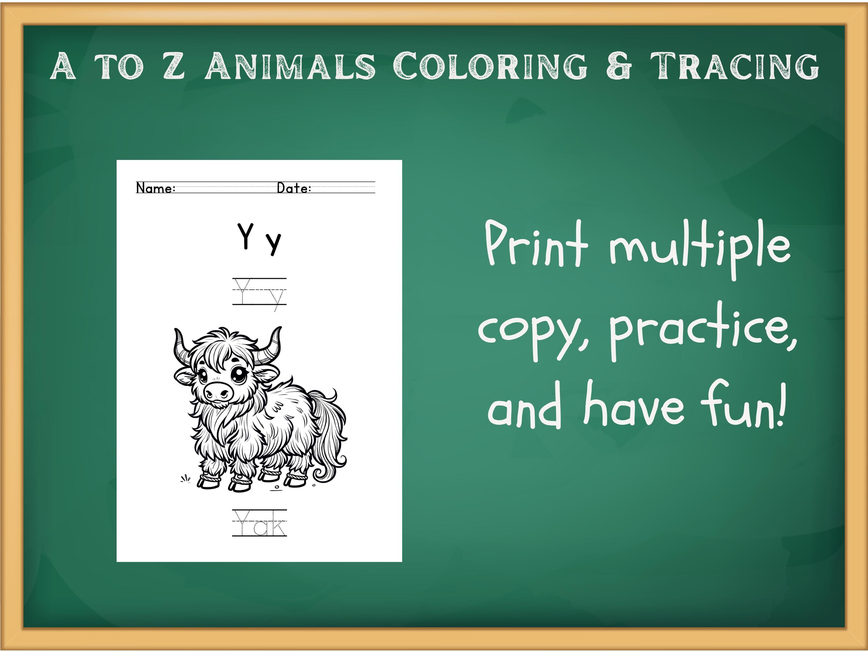 A to Z Alphabet Tracing & Coloring Worksheets Fun Printable for Kids ...