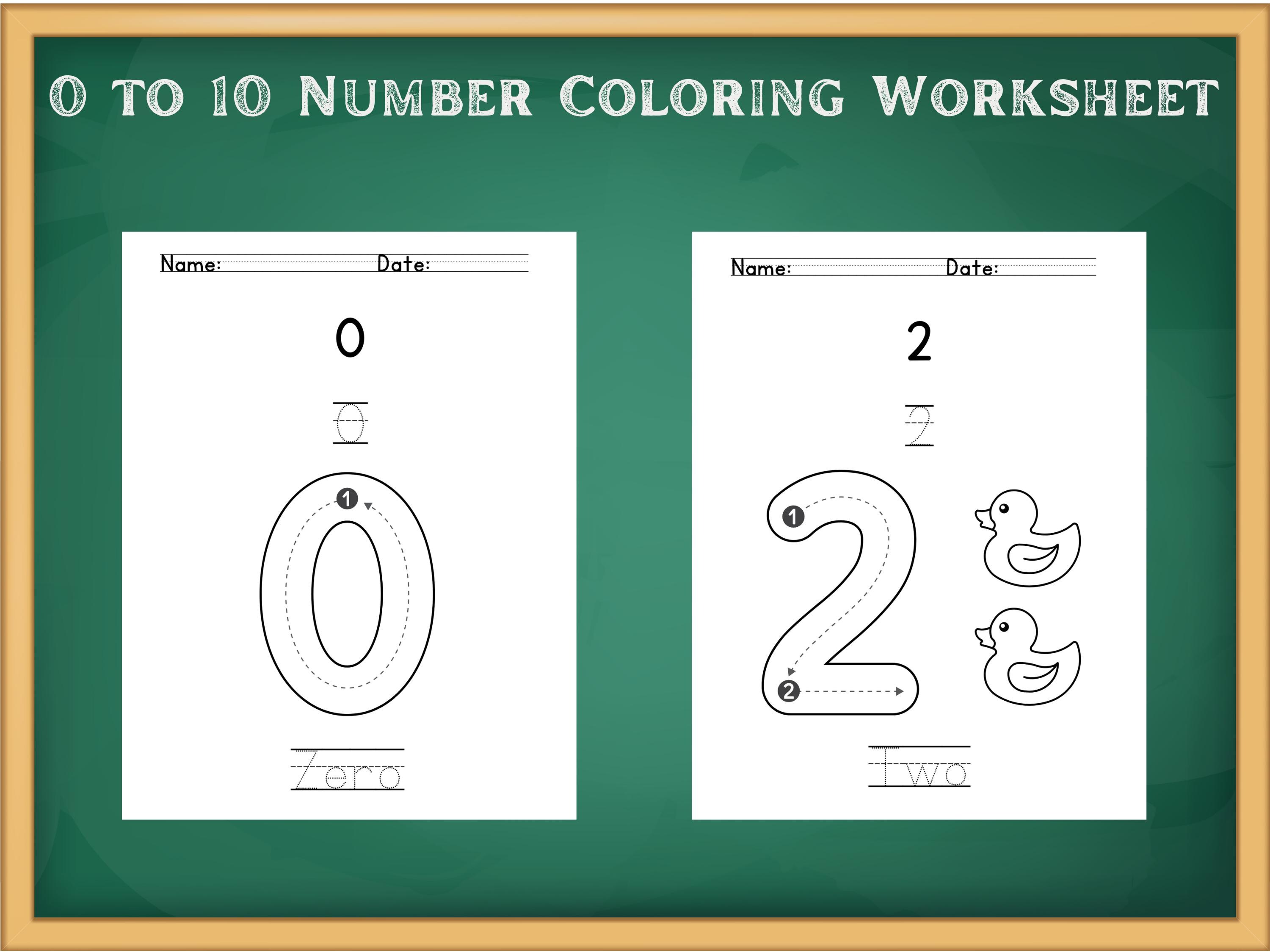 Number Coloring & Tracing Worksheets 0 10 Fun Printable Preschool ...