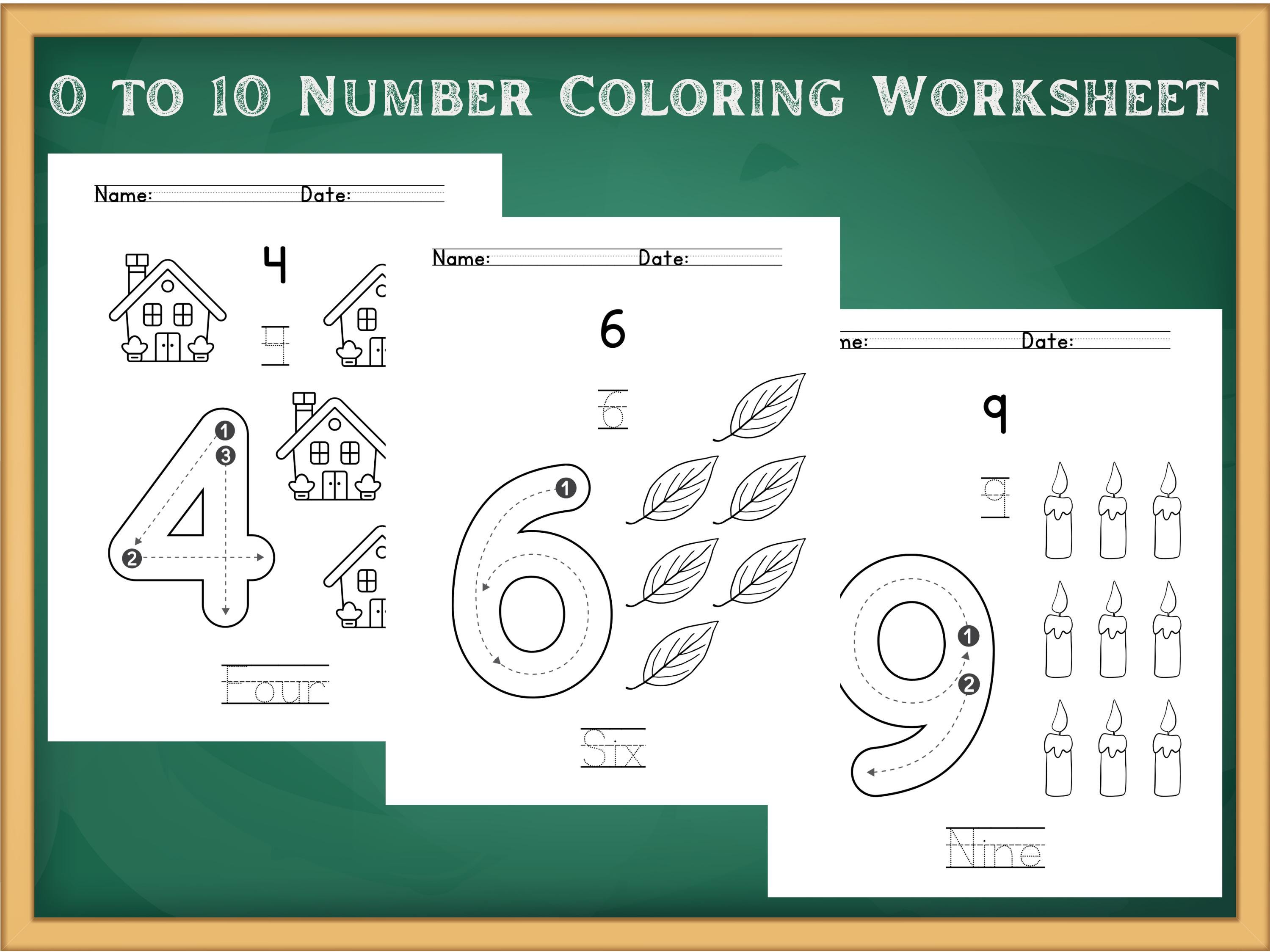 Number Coloring & Tracing Worksheets 0 10 Fun Printable Preschool ...