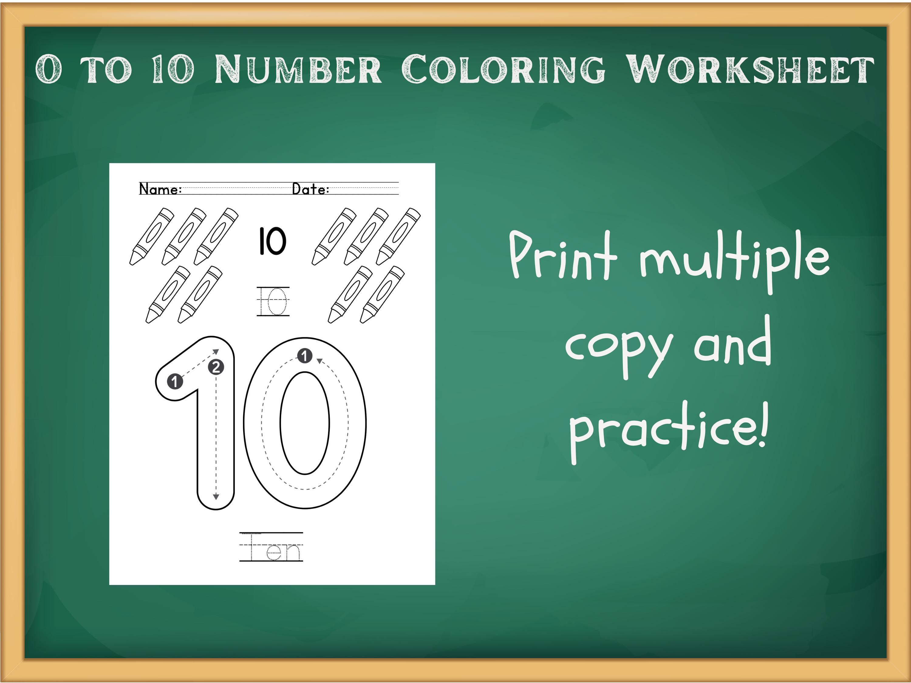 Number Coloring & Tracing Worksheets 0 10 Fun Printable Preschool ...