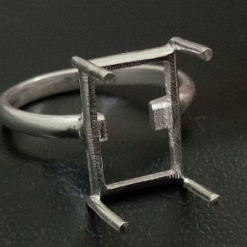 925 Sterling Silver Rectangle Shape Ring Prong Bezel Setting - Etsy