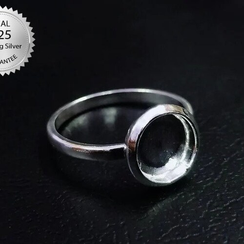 925 Sterling Silver Ring Bezel 925 Sterling Silver for Round - Etsy