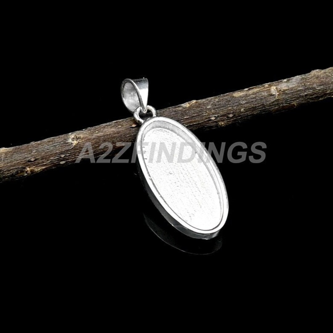 925 Sterling Silver Long Oval Shape Bezel Pendant Setting for Resin ...
