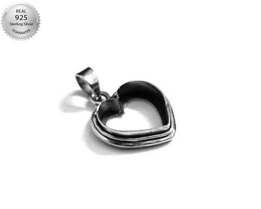 925 Sterling Silver Heart Shape Handcrafted Pendant Bezel Setting ...
