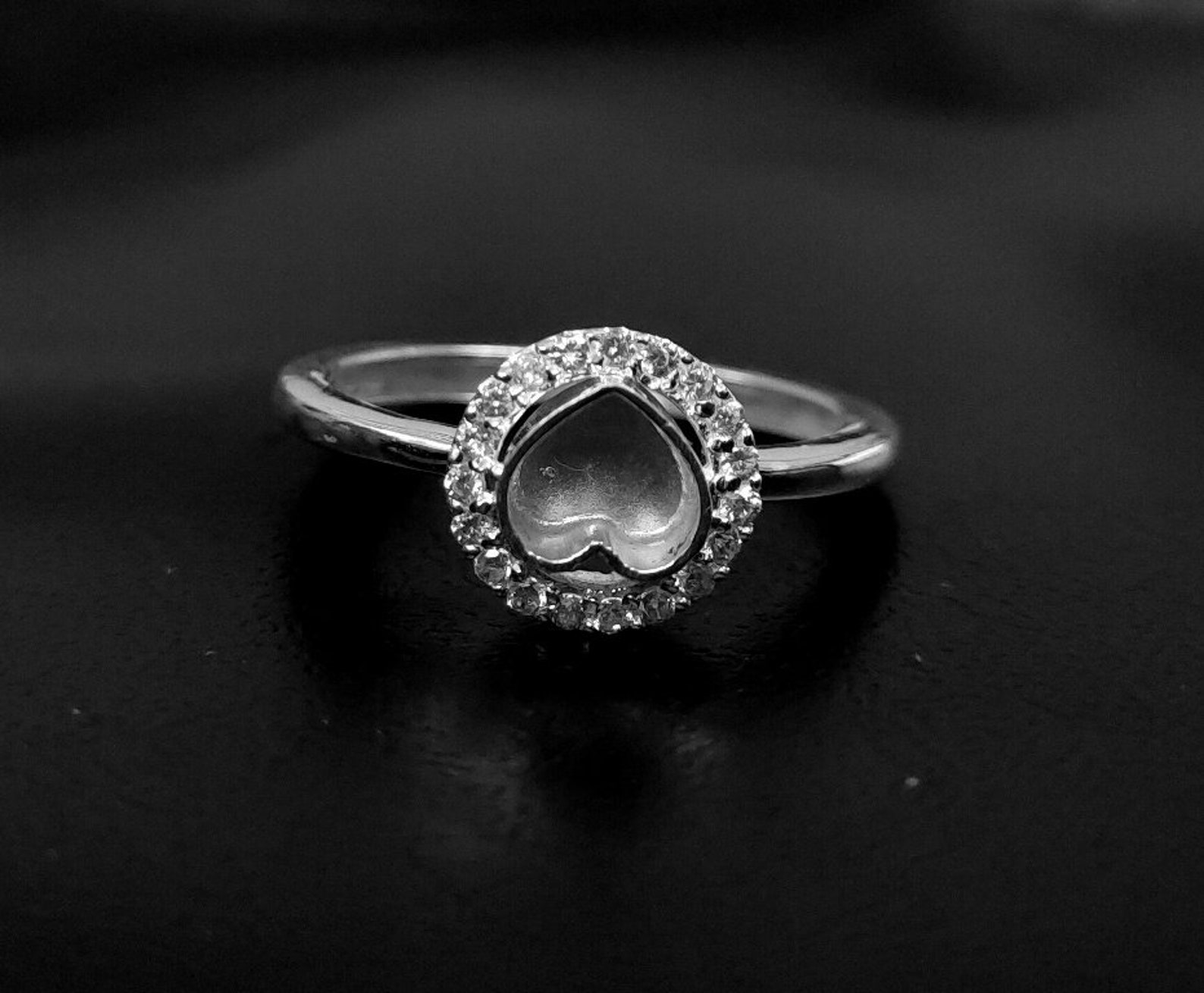 925 Sterling Silver Round Bezel Setting With Small CZ - Etsy