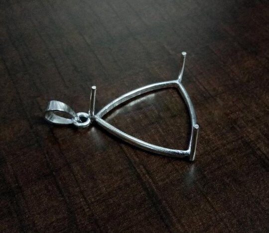 925 Sterling Silver Triangle Shape Prong Pendant Bezel | Etsy