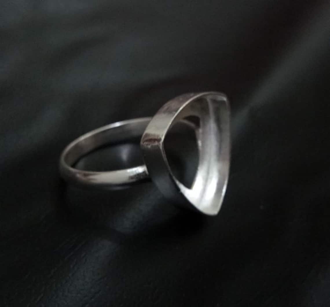 925 Sterling Silver Triangle Shape Ring Bezel Setting Blank | Etsy