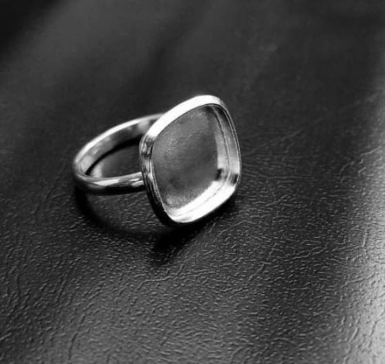 925 Sterling Silver Ring Bezel for Square Cushion Shape - Etsy