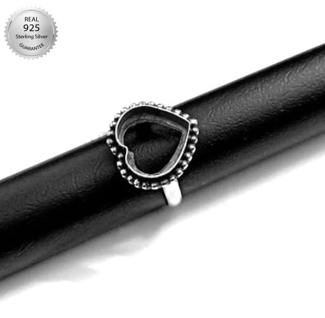 925 Sterling Silver Ring Bezel for Heart Shape Gemstone, Ring Bezel ...