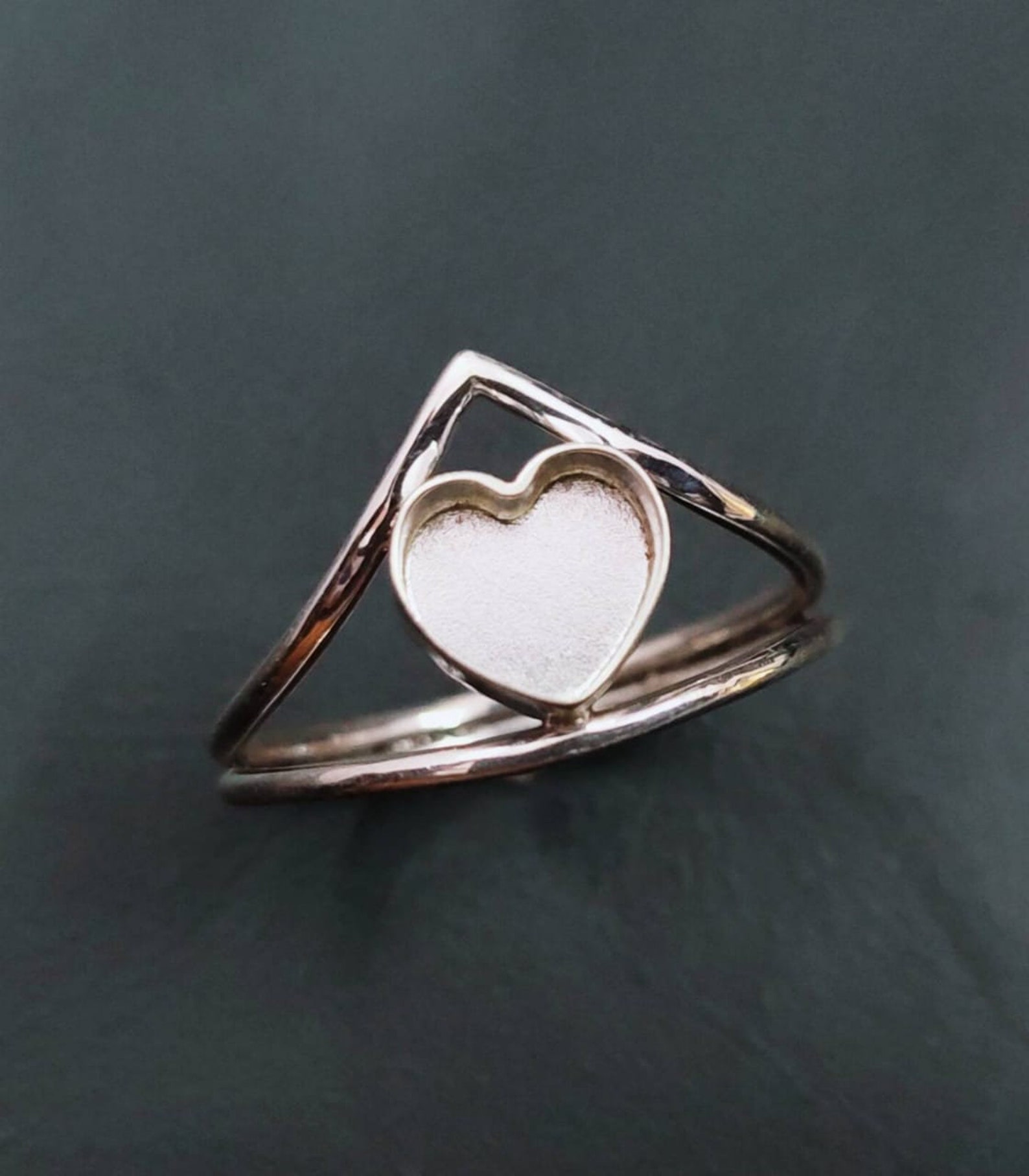 925 Sterling Silver Ring Bezel for Heart Shape Gemstone Ring - Etsy