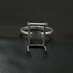 925 Sterling Silver Rectangle Shape Ring Prong Bezel Setting - Etsy