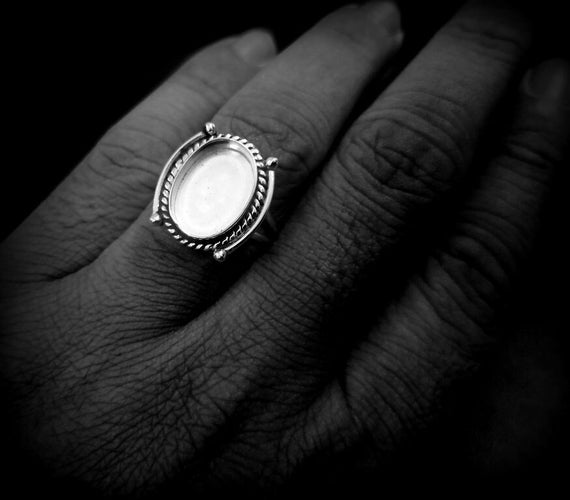 925 Sterling Silver Oval Shape Handcrafted Bezel Ring Blank | Etsy