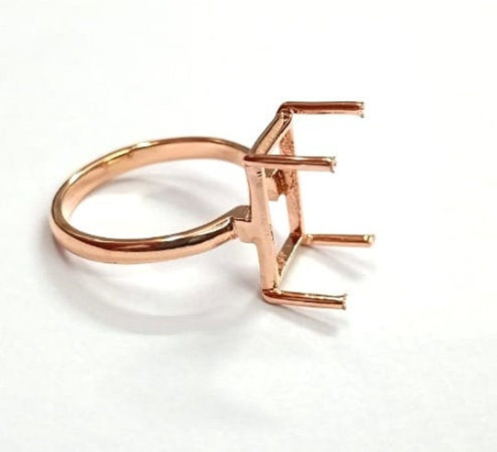Rose Gold Plated Over 925 Sterling Silver Rectangle Shape Ring - Etsy