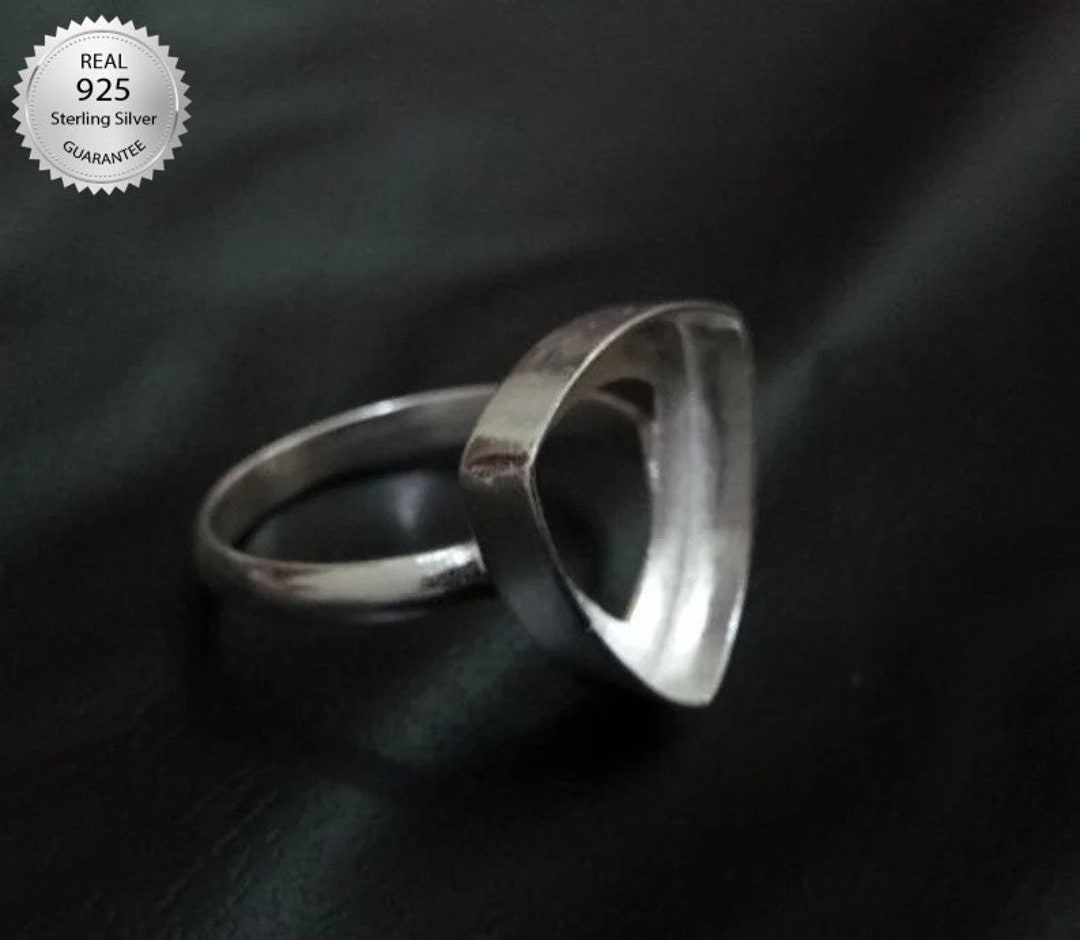 925 Sterling Silver Triangle Shape Ring Bezel Setting, Blank Trillian ...