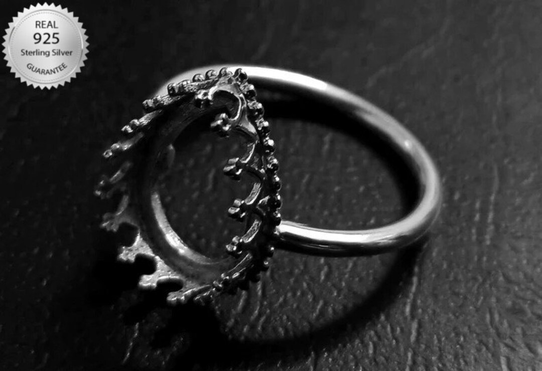 925 Sterling Silver Handmade Crown Bezel Setting, for Pear Shape ...