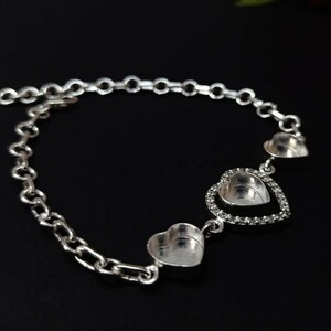 925 Sterling Silver Round Shape With Heart Shape Bezel Setting - Etsy