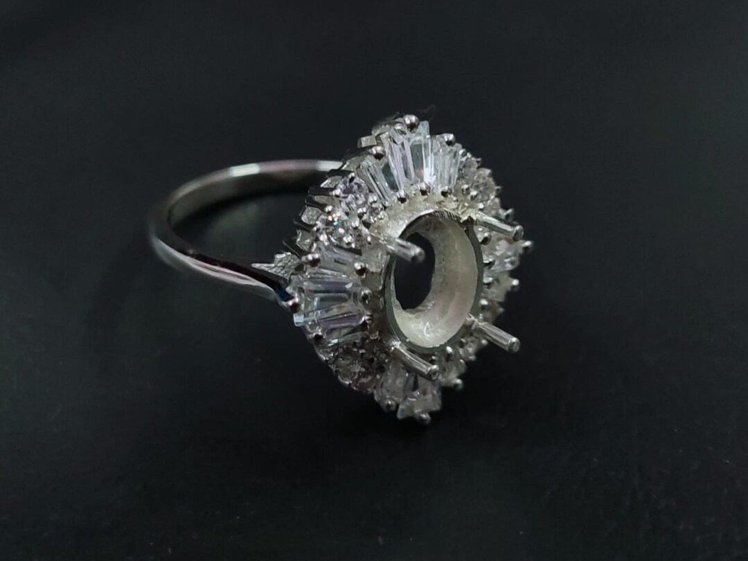 925 Sterling Silver Oval Shape Ring Prong Setting Bezel With - Etsy