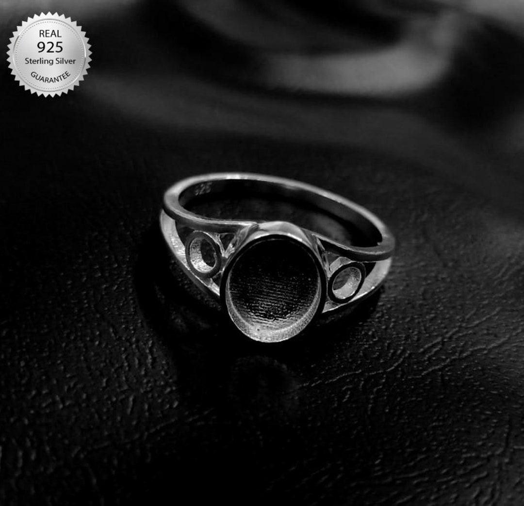 925 Sterling Silver Oval Shape Mens Ring for Resin Work, Keepsake ...