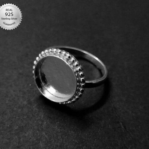 925 Sterling Silver Ring Bezel 925 Sterling Silver for Round - Etsy